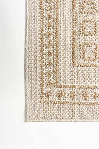 ECARPETGALLERY Vintage Turkish Area Rug for Living Room Bedroom 6x9 Taupe Carpet, High Low Pile Textured Rug, 368017