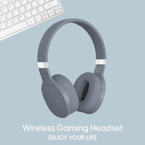 Stretchable Vj087 Wireless Bluetooth 5.0 Headphones Over Ear Gaming Headset Noise Cancelling Earphones Premium Sound with Deep Bass Built in Mic Sport Headphone Gray