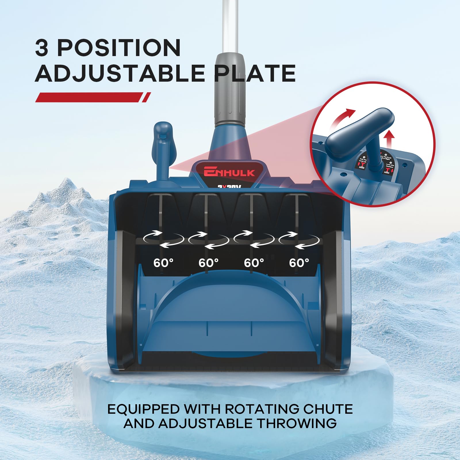 Cordless Snow Shovel, 40V | 13-Inch | Cordless Snow Blower, Battery Powered Snow Blower with Directional Plate & Adjustable Front Handle (2 * 20V Battery & Dual Quick Charger Included)