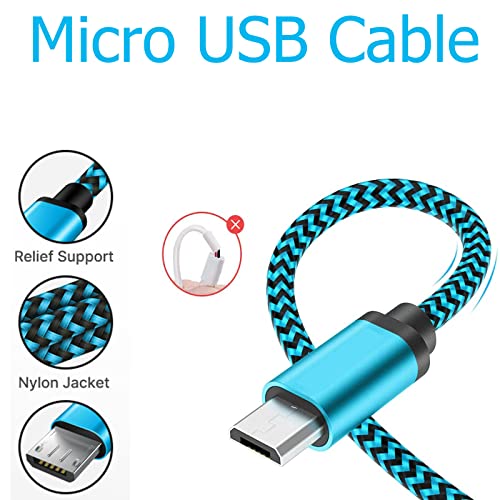 Aioneus Micro USB Cable Fast Android Charging Cord 6FT 3Pack Charging Cable Braided Charger Cord for Samsung Galaxy S7 Edge S6 S5 S2 J7 J7V J5 J3 J3V J2, LG K40 K20, Moto E4 E5 E6, Tablet, PS4, Xbox