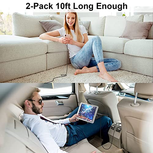Deegotech USB C to USB C Cable 10ft, 2-Pack 100W 5A Nylon Braided Type C Charger Fast Charging for MacBook, Type C to Type C Cable Compatible with iPad Pro, MacBook Pro/Air, Galaxy S22+ S21 S20