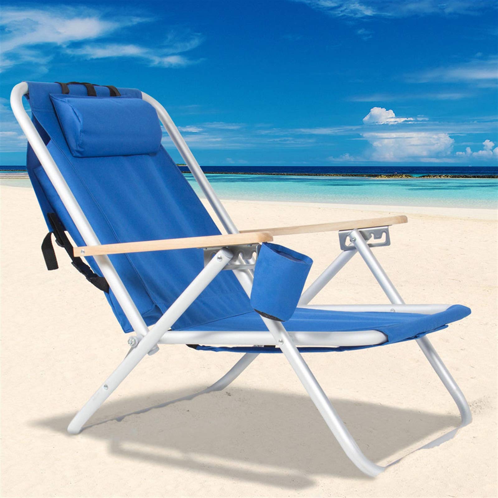 Ochine 2-Position Classic Folding Backpack Beach Chair, Waterside Backpack Beach Chair, Folding Beach Chair, Aluminum Lightweight and Portable Foldable Outdoor Camping Chair Backpack Outdoor Chair