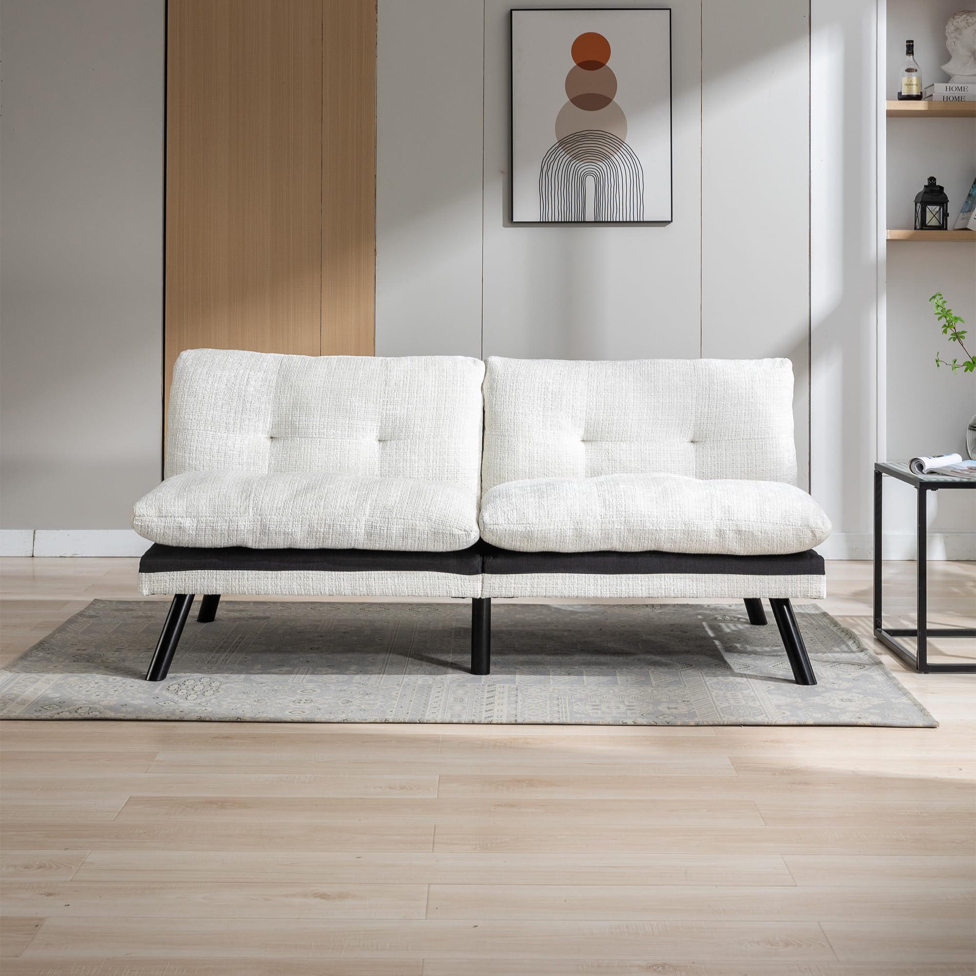 Anwickhomk Convertible Sofa Bed Folding Futon Sofa Bed Modern Upholstered Sleeper Couch for Compact Living Room Fabric Home Recliner Sofa,for Small Apartments, Compact Living Spaces, Offices (Grey)