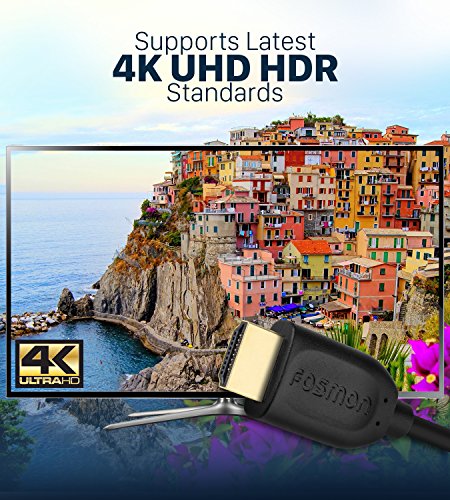 Fosmon 4K HDMI Cable 25 FT, Gold-Plated Ultra High Speed [10.2Gbps UHD 2160p@30Hz 3D HD 1080p] Supports Fire TV, Apple TV, Ethernet, Audio Return, Xbox Playstation PS3 PS4 PC