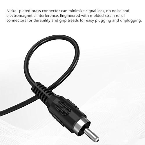 RCA to 3.5mm Mono, 6ft 3.5mm 1/8 inch Mono Male Plug to RCA Male Audio Cable Adapter, for Speakers, Subwoofer