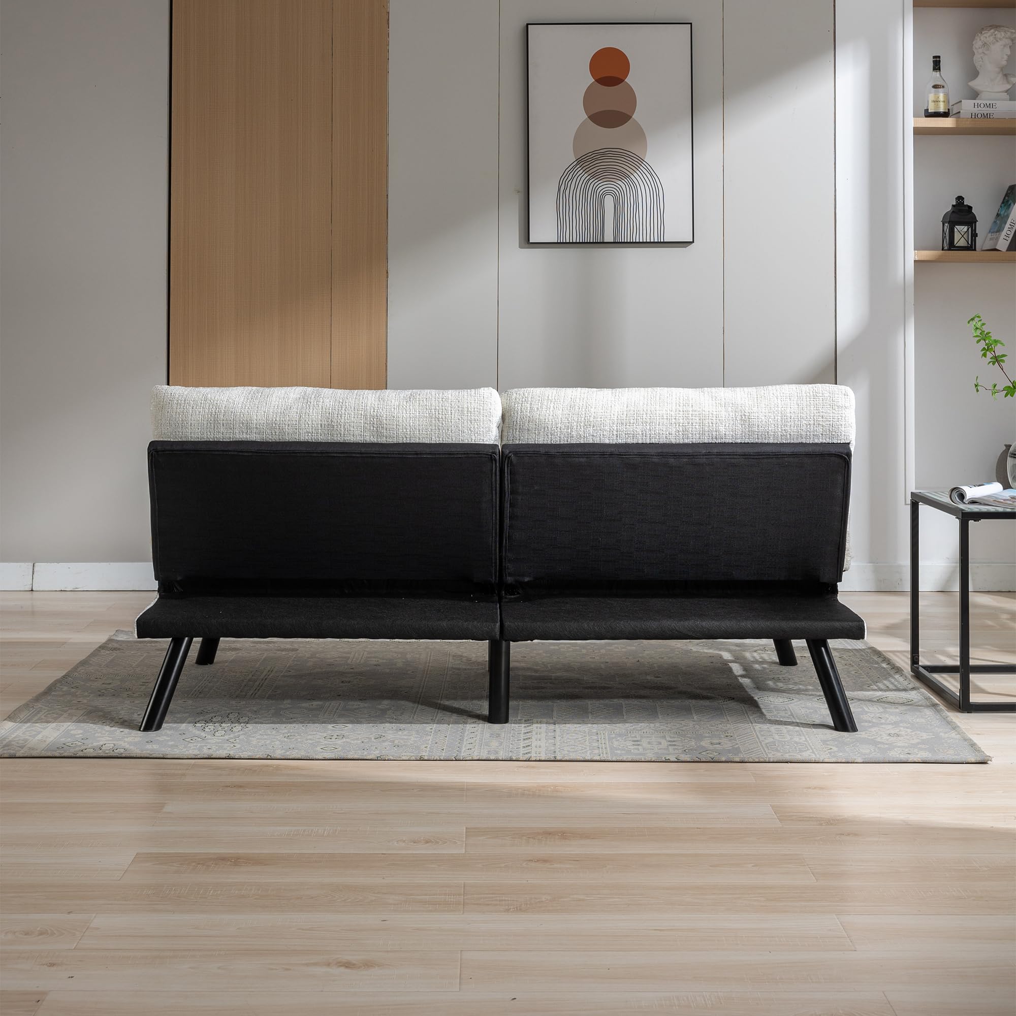 Anwickhomk Convertible Sofa Bed Folding Futon Sofa Bed Modern Upholstered Sleeper Couch for Compact Living Room Fabric Home Recliner Sofa,for Small Apartments, Compact Living Spaces, Offices (Grey)