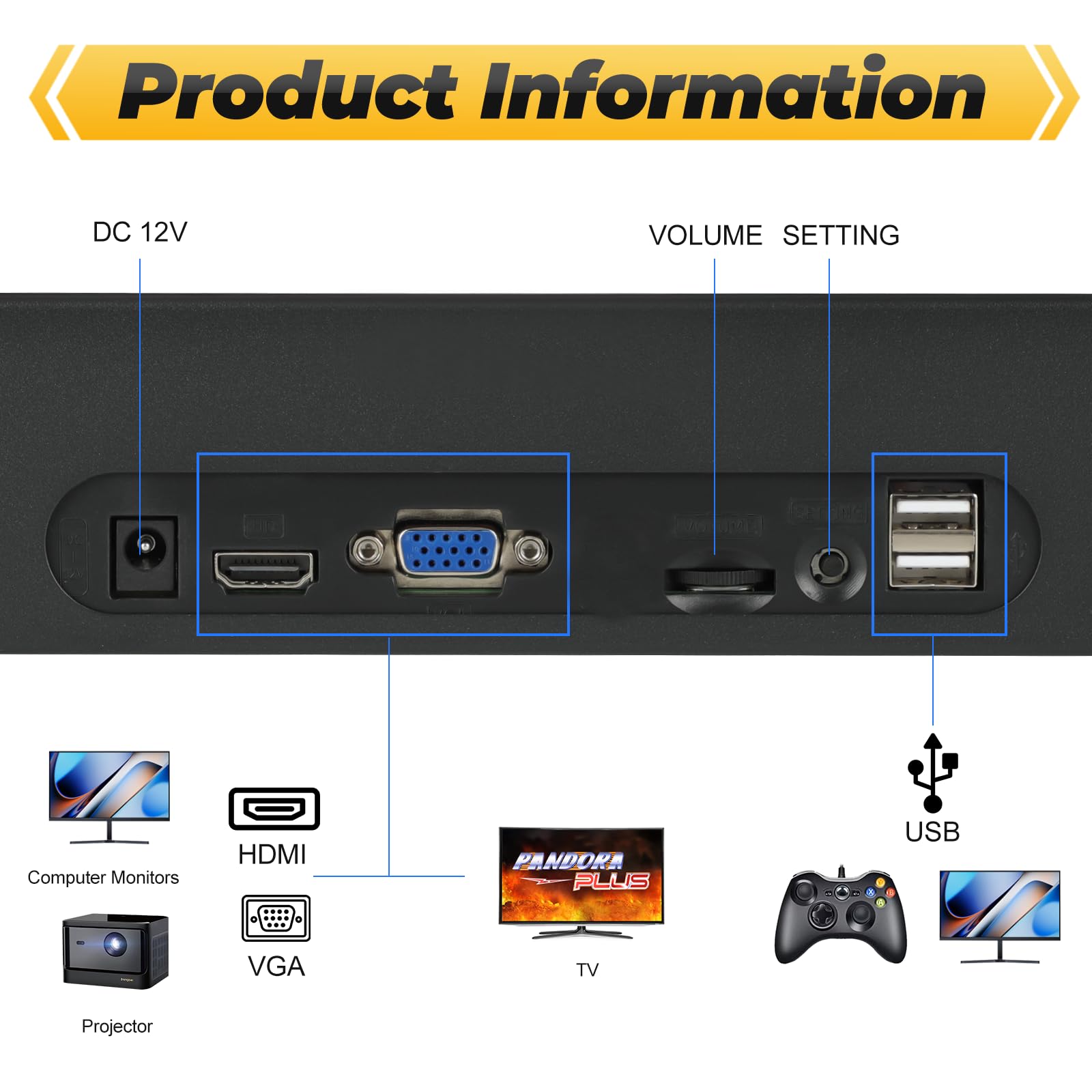 Akaxi Pandora Box Console 29800 Arcade Games in 1,Retro Game Machine for TV PC Projector, Supports Up to 4 Players, Full HD Output, Search, Save, Hide, Favorites List (29800 Games Separate)