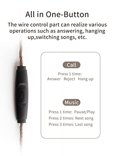 Keephifi Earphone Cable-KBEAR Type-C1 Connector Earbuds Upgrade OFC Cable with TFZ Pins Interface, Line-Control Noise Cancelling Microphone, Suitable for KBEAR HiFi Bass Headphone KS1 KS2(Brown)