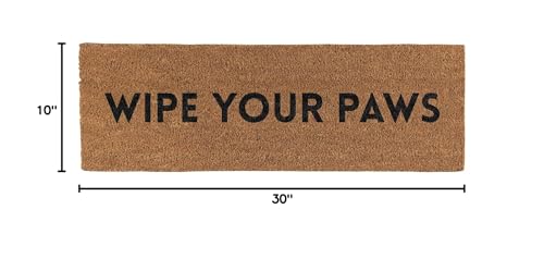 Santa Barbara Design Studio Pets Collection Coir Fiber Door Mat, 30 x 10-Inch, Wipe Your Paws