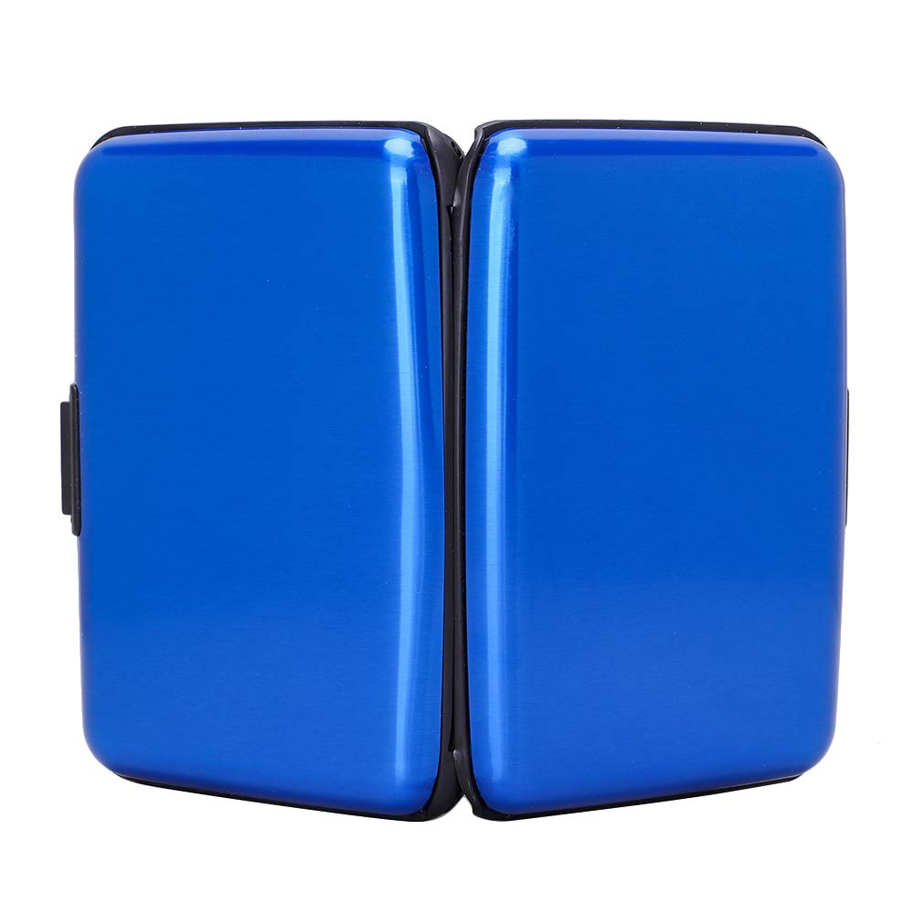 ELFISH Mini RFID Aluminum Wallet Credit Cards Holder Business Card Case Metal ID Case for Men Women (Blue)