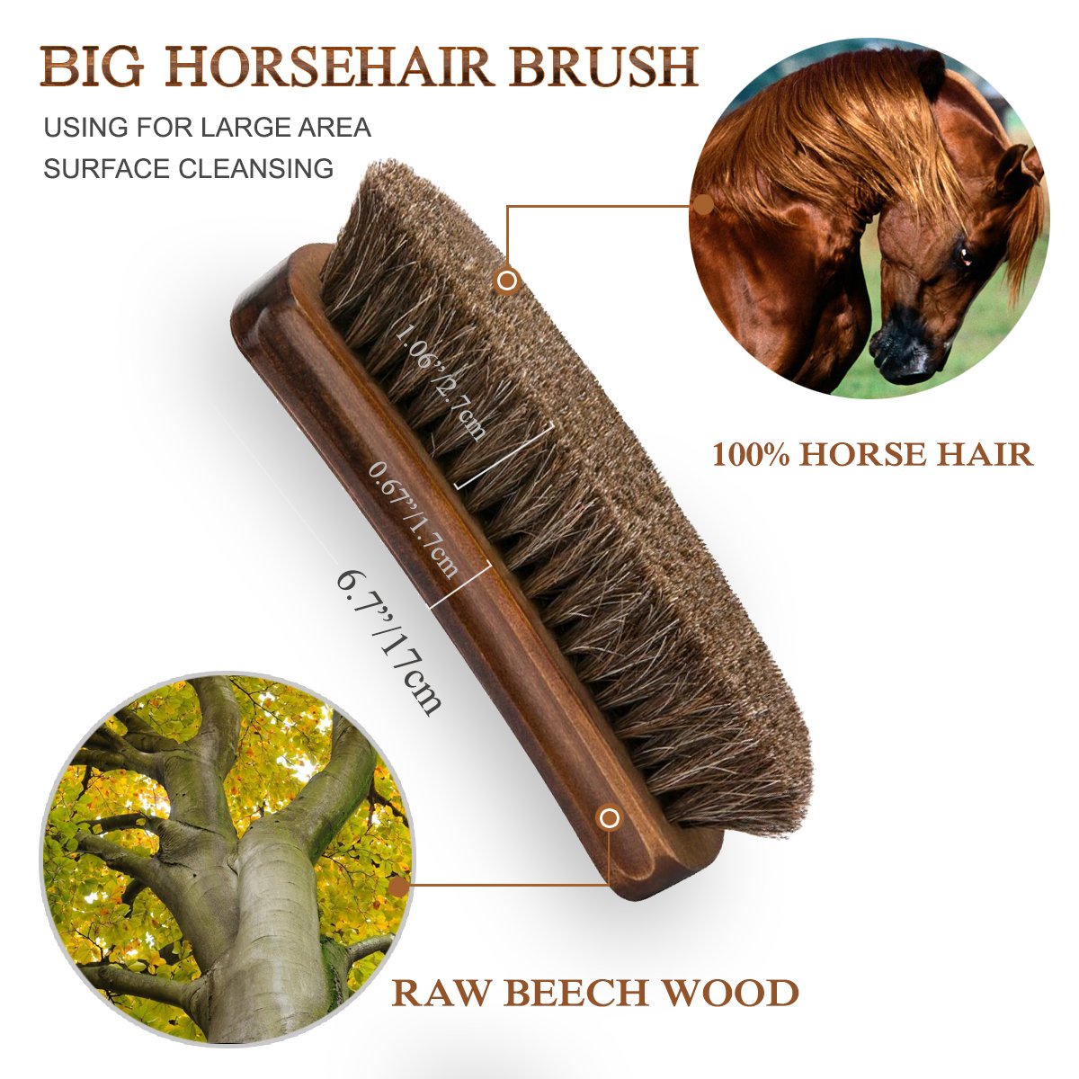 TAKAVU Shoe Shine Brushes Kit (4PCS) - 100% Soft Horsehair Bristles Brush, Polish Applicator, Crepe Suede Shoes Brush, Microfiber Buffing Cloth for Shoes, Leather, Boot, Cloth, Bag