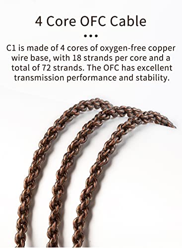 Keephifi Earphone Cable-KBEAR Type-C1 Connector Earbuds Upgrade OFC Cable with TFZ Pins Interface, Line-Control Noise Cancelling Microphone, Suitable for KBEAR HiFi Bass Headphone KS1 KS2(Brown)
