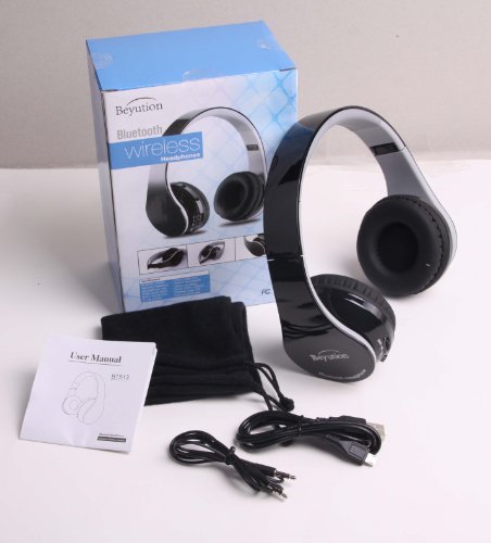 Beyution Hi-Fi Stereo Bluetooth Headphones Best audio Performance Over-ear Bluetooth Headset for Apple Iphone 7 6 5s 5c 5 iPAD Ipod iTouch MAC SAMSUNG S5 S4 S3 Note5 Cell Phone and tablet(BT513-black)