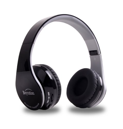 Beyution Hi-Fi Stereo Bluetooth Headphones Best audio Performance Over-ear Bluetooth Headset for Apple Iphone 7 6 5s 5c 5 iPAD Ipod iTouch MAC SAMSUNG S5 S4 S3 Note5 Cell Phone and tablet(BT513-black)