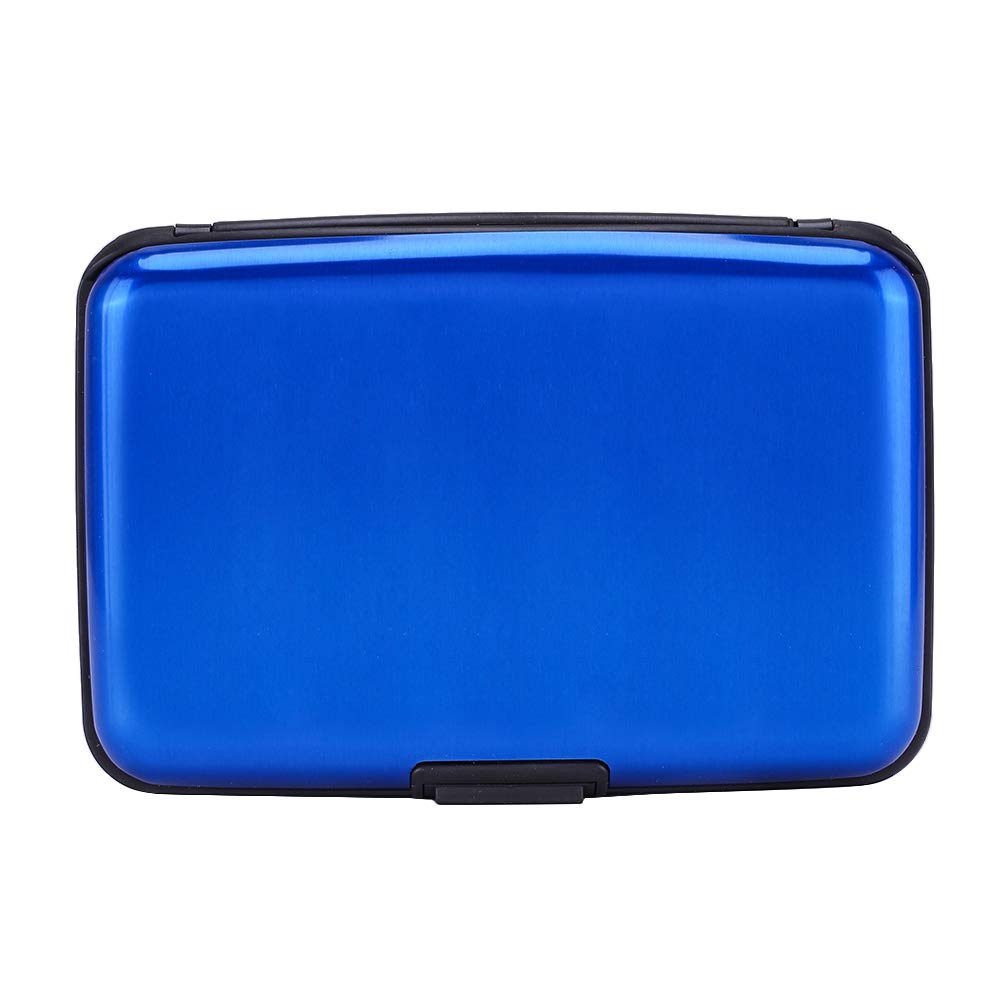 ELFISH Mini RFID Aluminum Wallet Credit Cards Holder Business Card Case Metal ID Case for Men Women (Blue)