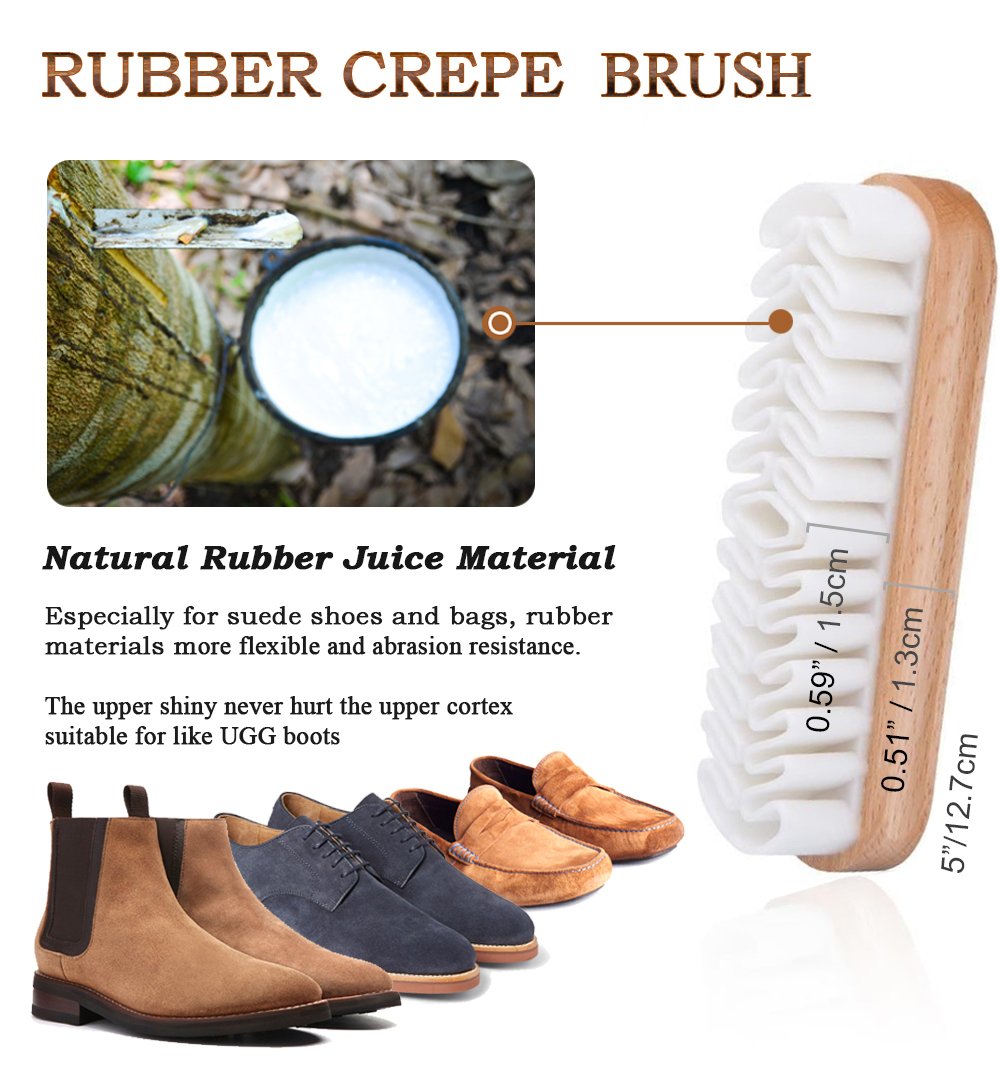 TAKAVU Shoe Shine Brushes Kit (4PCS) - 100% Soft Horsehair Bristles Brush, Polish Applicator, Crepe Suede Shoes Brush, Microfiber Buffing Cloth for Shoes, Leather, Boot, Cloth, Bag