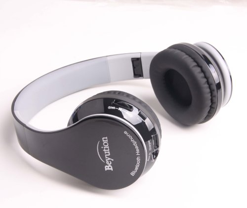 Beyution Hi-Fi Stereo Bluetooth Headphones Best audio Performance Over-ear Bluetooth Headset for Apple Iphone 7 6 5s 5c 5 iPAD Ipod iTouch MAC SAMSUNG S5 S4 S3 Note5 Cell Phone and tablet(BT513-black)
