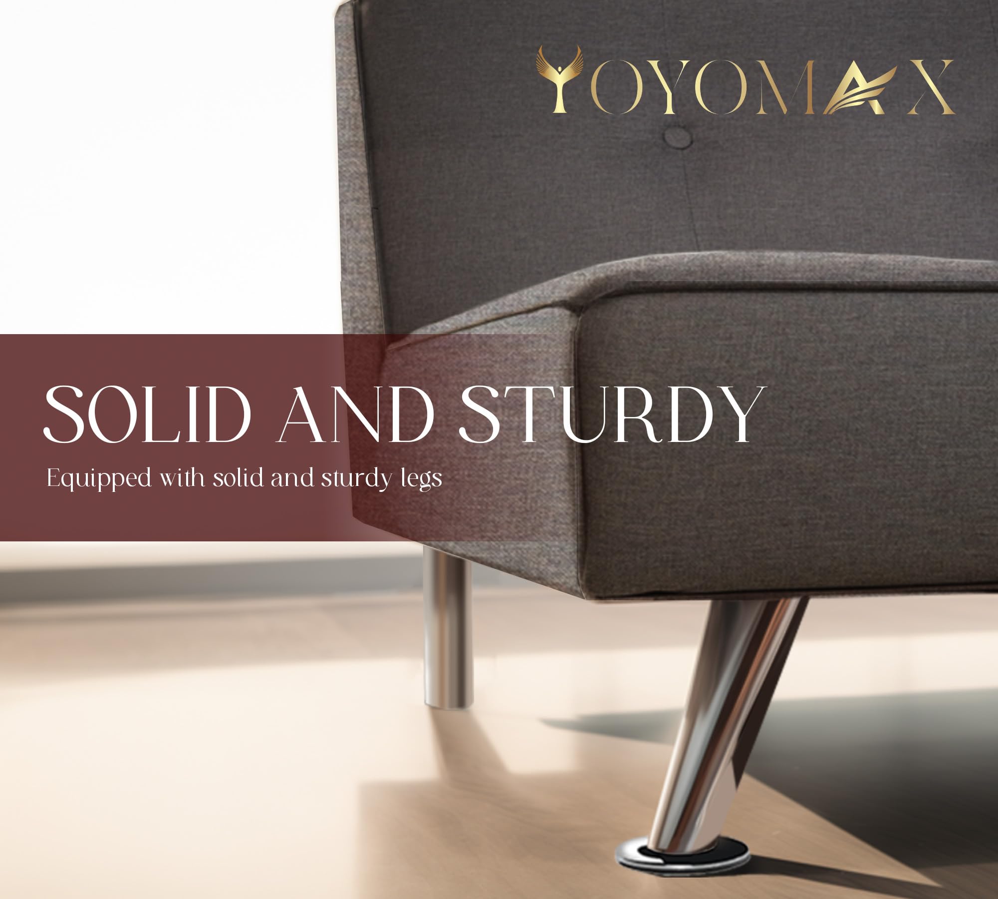 yoyomax Futon Sofa Bed Couch, Convertible Sofa Bed- Breathable Fabric Folding Sofa Bed Easy to Clean-Ideal for Bedroom, Living Room, Apartment and Office-Compact Design for Spacing Saving