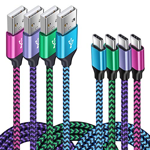 4Pack USB C Fast Phone Charger 3ft 3ft 6ft 6ft Type A to Type C Charging Cable Android Power Cord for Samsung Galaxy S21/S21 Plus/S21 Note 20 Ultra/10 A42 A51 A52 A71 S10 A01 A11 A21 A31 iPad Air 4