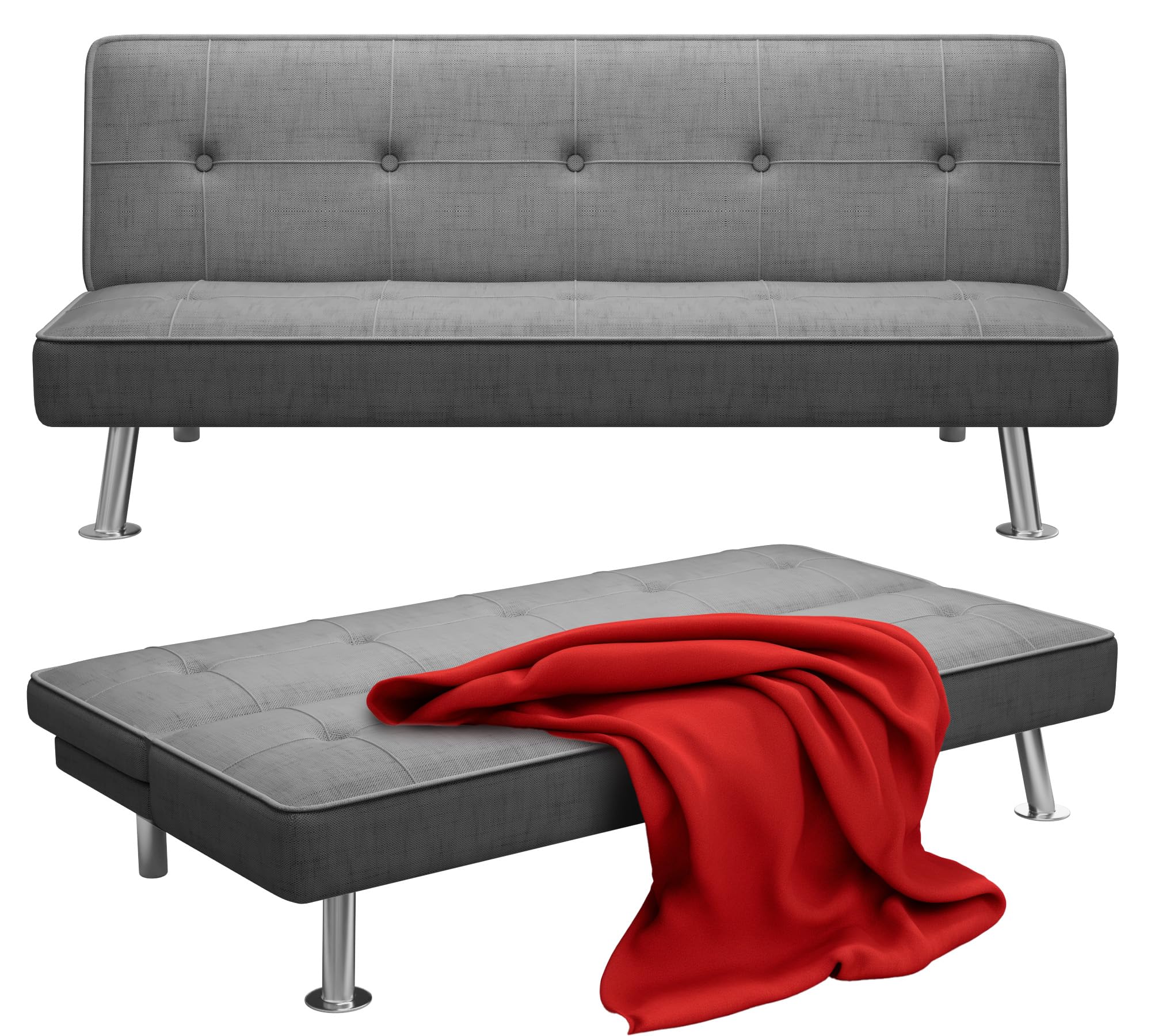 yoyomax Futon Sofa Bed Couch, Convertible Sofa Bed- Breathable Fabric Folding Sofa Bed Easy to Clean-Ideal for Bedroom, Living Room, Apartment and Office-Compact Design for Spacing Saving