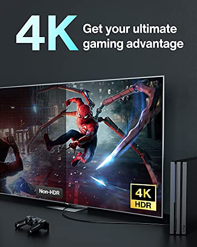 IVANKY 4K HDMI to HDMI Cable 6ft, 18Gbps High Speed HDMI 2.0 Cable, Supports 4K@60Hz, 2K, 1080p, HDCP 2.2, ARC, 32AWG, 3D, HDMI Cord for MacBook Pro 2021, Gaming Monitor, PS4/PS3, PC, Fire TV, &More