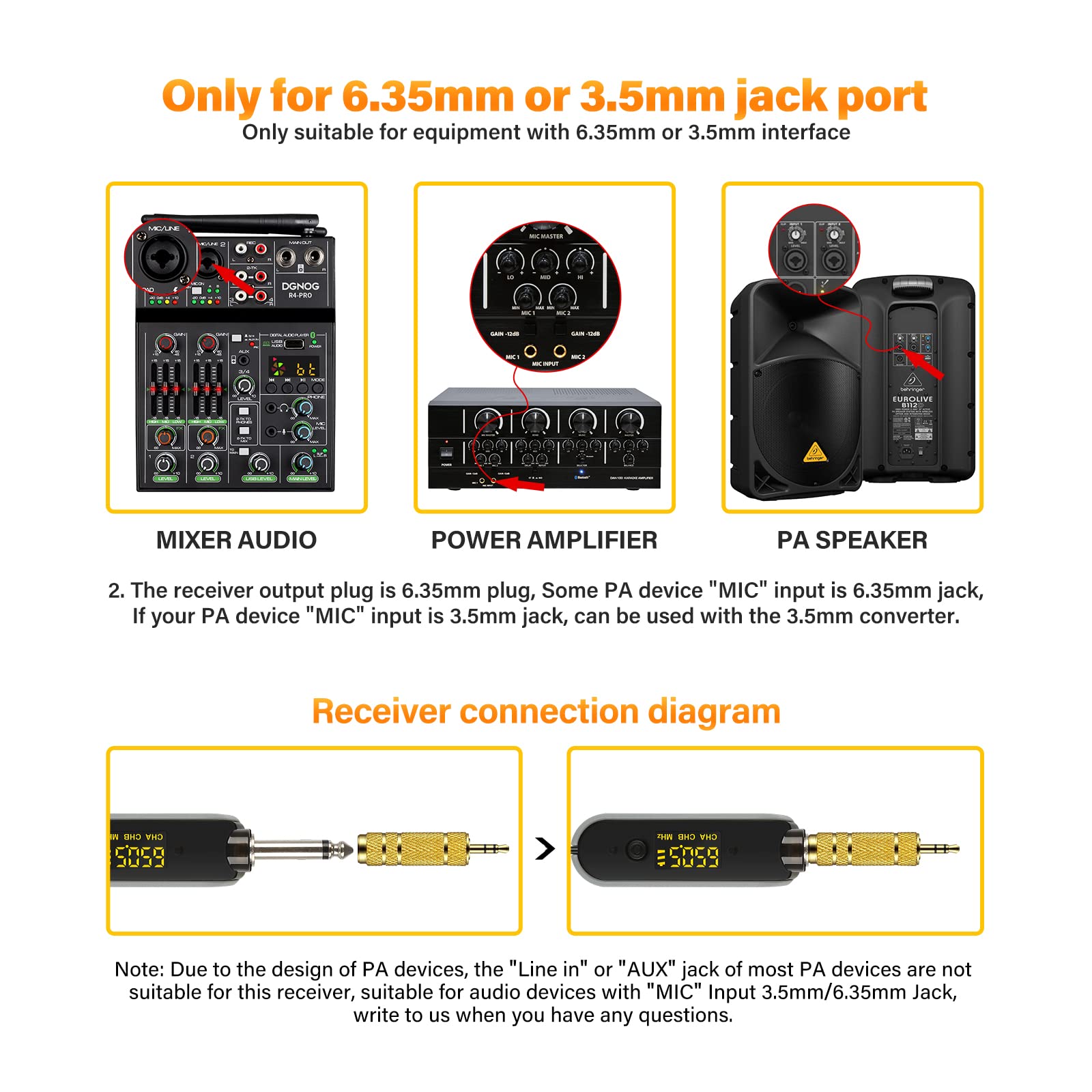 DGNOG K662 Metal Wireless Microphones with Echo, UHF Dual Cordless Handheld Karaoke Dynamic Mic System with Rechargeable Receiver, 200FT Range for Singing, Wedding, Speech, Dj, Church, Party