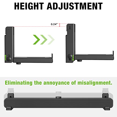 USX MOUNT Universal Soundbar Wall Mount Brackets, Depth Adjustable 3.5-6.1‘’ Sound Bar Mounting Bracket for Most of Soundbars Up to 13.2 Lbs, Removable and Lockable No-Slip Hooks(XAS006)