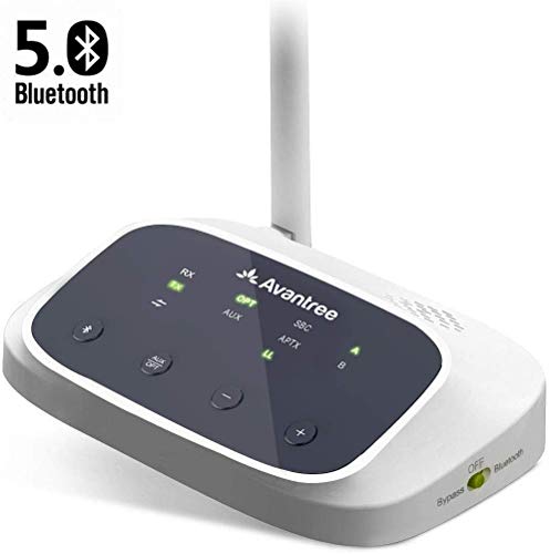 Avantree Oasis & Aria Pro - aptX Low Latency Bluetooth 5.0 Transmitter and Active Noise Cancelling Headphones for TV PC, Certified aptX HD for HiFi Music, Detachable Boom Mic for Clear Calls