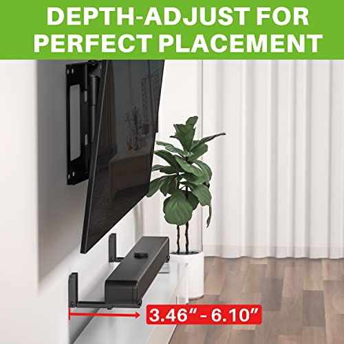 USX MOUNT Universal Soundbar Wall Mount Brackets, Depth Adjustable 3.5-6.1‘’ Sound Bar Mounting Bracket for Most of Soundbars Up to 13.2 Lbs, Removable and Lockable No-Slip Hooks(XAS006)