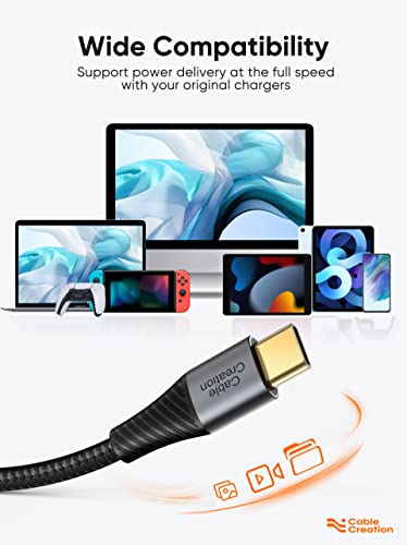CableCreation Short USB C to USB C Cable, Type C Fast Charging USB C Cable 0.8FT, Double-Braided Exterior Compatible with Galaxy S22 Ultra S22 S21 S20 Note 20, MacBook, iPad Mini 6, iPad Pro 2020