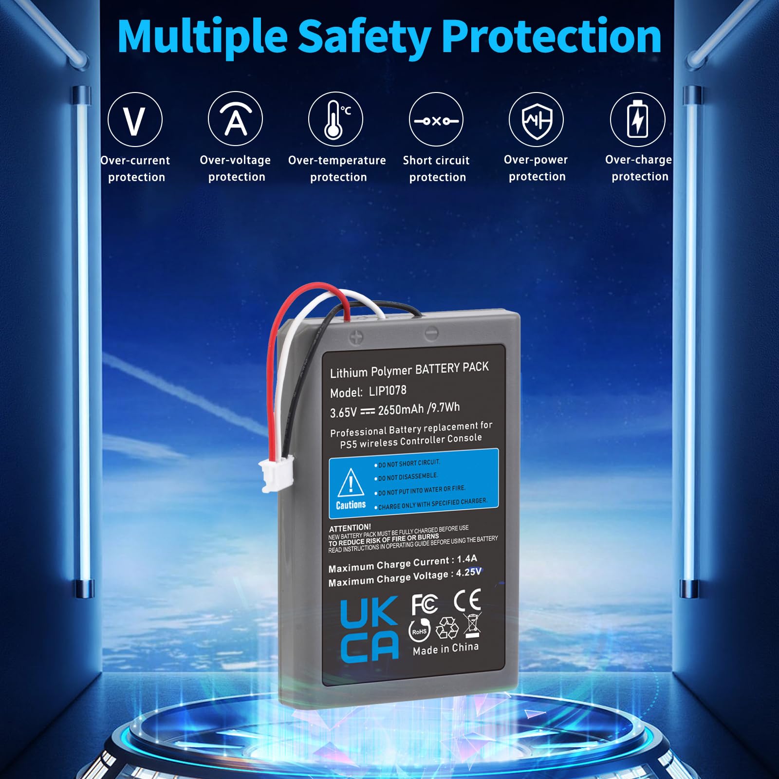 Pickle Power PS5 Controller Battery 2 Pack, 2650mAh LIP1708 Battery for Sony PS5 PlayStation 5 DualSense CFI-ZCT1W Wireless Controller