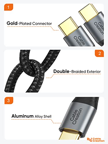 CableCreation Short USB C to USB C Cable, Type C Fast Charging USB C Cable 0.8FT, Double-Braided Exterior Compatible with Galaxy S22 Ultra S22 S21 S20 Note 20, MacBook, iPad Mini 6, iPad Pro 2020