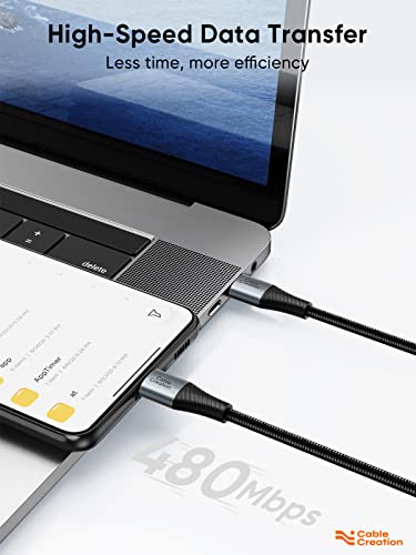CableCreation Short USB C to USB C Cable, Type C Fast Charging USB C Cable 0.8FT, Double-Braided Exterior Compatible with Galaxy S22 Ultra S22 S21 S20 Note 20, MacBook, iPad Mini 6, iPad Pro 2020