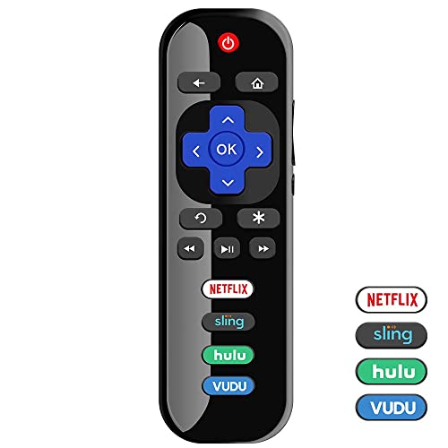 Replacement Remote for All Roku TV, Universal Remote for TCL Roku/Hisense Roku/ONN Roku/Sharp Roku TV with Netflix, Sling, VUDU and Hulu Buttons