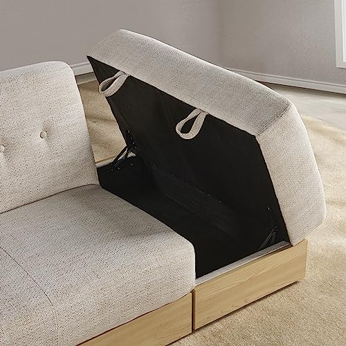 YUNLife&Home Multi-Functional Futon Sofa Loveseat Convertible Sleeper Couch Bed Daybed with 2 Cup Holders, Drawers and Storage Box Can Be Used As Tea Table and Pedal for Living Room Small Space