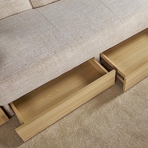YUNLife&Home Multi-Functional Futon Sofa Loveseat Convertible Sleeper Couch Bed Daybed with 2 Cup Holders, Drawers and Storage Box Can Be Used As Tea Table and Pedal for Living Room Small Space