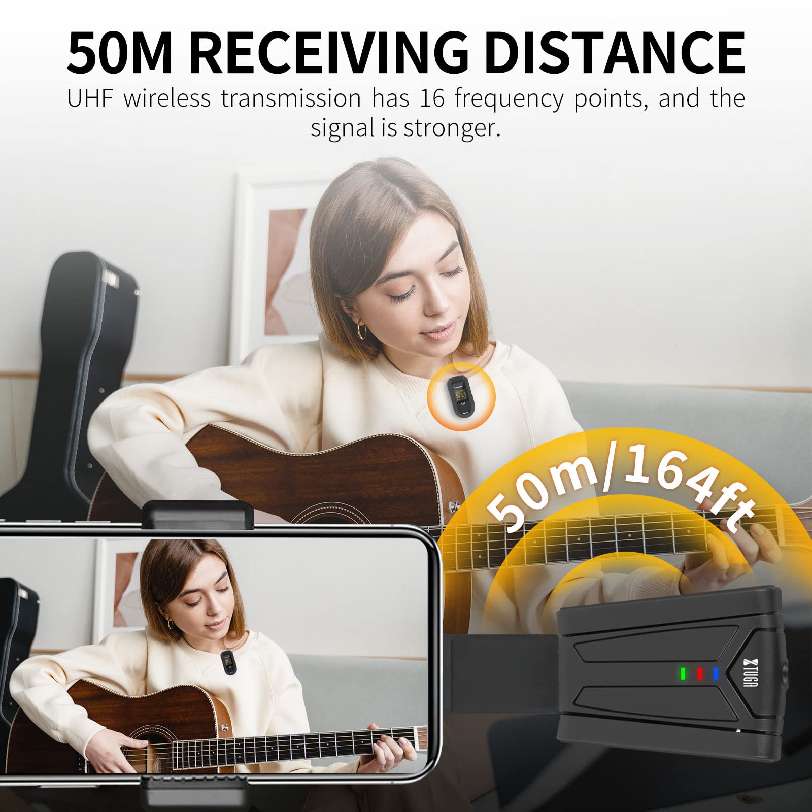 XTUGA T9 UHF Wireless Lapel Microphone for PC, USB lavalier Mic System with 360° Pickup Ultra Lightweight Design,Plug and Play for Live streaming