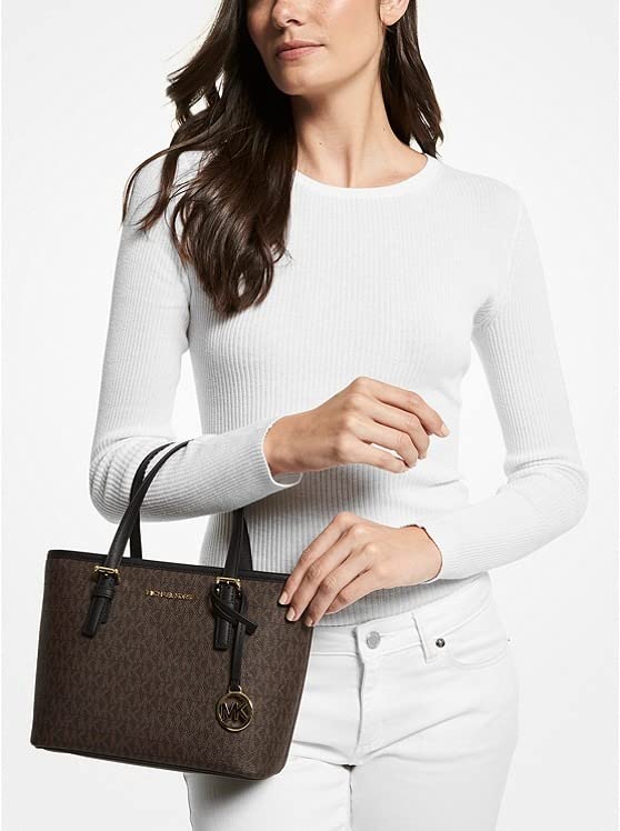 Michael Kors XS Carry All Jet Set Travel Womens Tote (BROWN/BLK)
