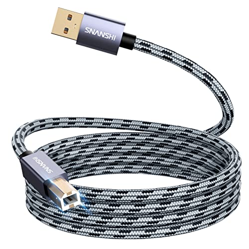 SNANSHI Printer Cable 25 ft USB Printer Cable USB A to USB B Cable Printer USB Cable Compatible with HP, Canon, Dell, Epson, Lexmark, Xerox Printer and More