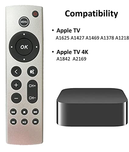 New Universal Replacement Remote Fit for Apple TV 4K/Apple TV Gen 1 2 3 4/ Apple TV HD A2169 A1842 A1625 A1427 A1469 A1378 A1218 Without Voice Command/Plastic