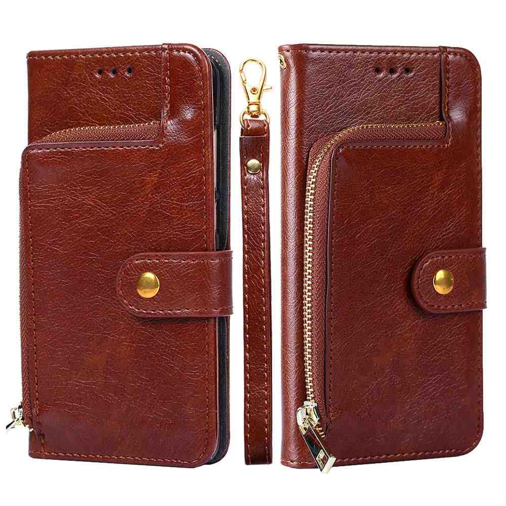 YOUKABEI MojieRy Phone Cover Zipper Wallet Folio Case for LG V20, Premium PU Leather Slim Fit Cover for LG V20, 1 Photo Frame Slot, 3 Card Slots, Dirt-Proof, Brown