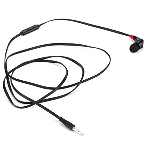Premium Mono Headset Flat Wired Single Earphone Earbud Mic for iPhone 6 6S Plus, 5S 5C SE - Samsung Galaxy S8, S8+, S7, S6, Edge, Edge+, S5, S4, S3, Active, Note 5 4 3 2 - LG G3 G4 G6 V20
