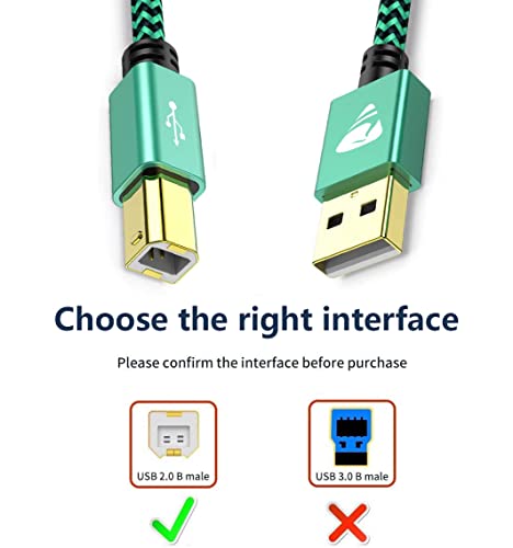 USB Printer Cable USB A to B Cable, 16 FT USB 2.0 B Cable Nylon Braided High-Speed Printer Cord Compatible with Hp, Canon, Brother, Samsung, Dell, Epson, Lexmark, Xerox