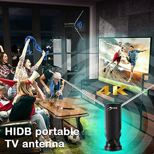 HIDB TV Antenna for Smart TV, Long Range Rabbit Ears Indoor TV Antenna HD Digital for Free-to-air HDTV Channels,Stickiness Base for Easy Placement Both Suitable for Home Car