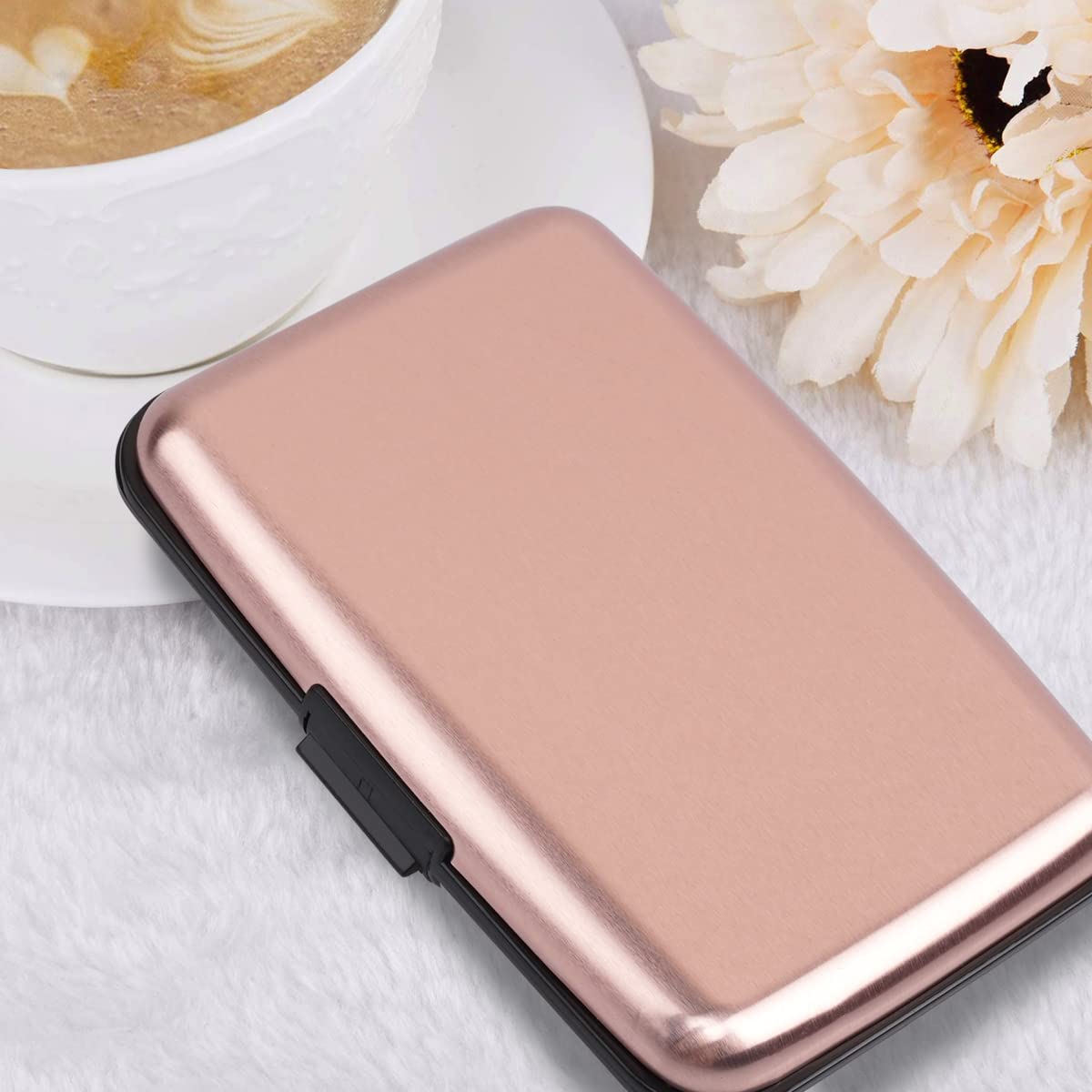 Coco Rossi Mini Credit Card Holder for Women,RFID Blocking Slim Hard Card Case ID Case Travel Wallet,Rose Gold