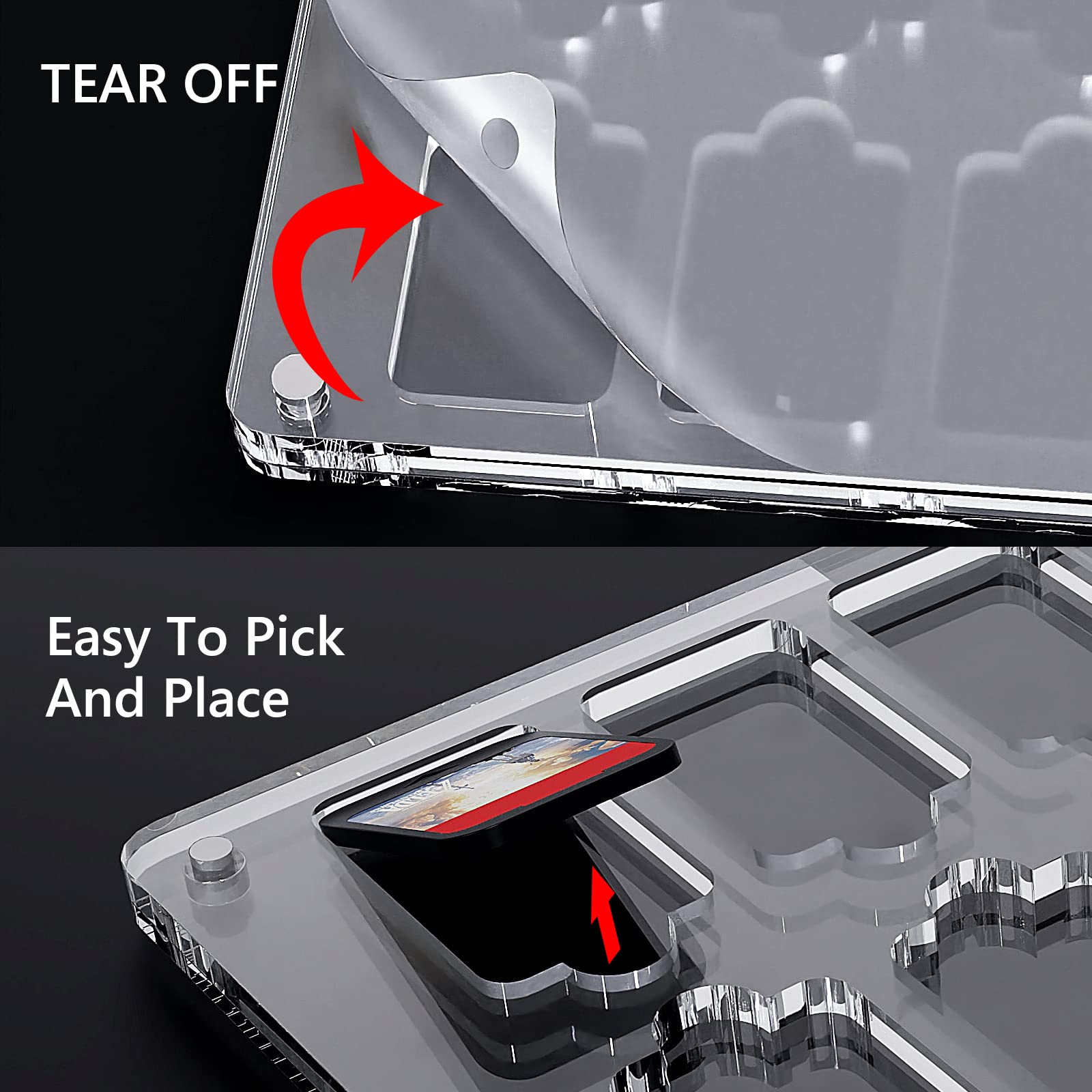 GEEKRIA Game Card Case Compatible with Nintendo Switch 14 Cartridge Slots Holder Protective Shockproof Display Cabinet Game Card Case Transparent Acrylic Game Storage Box Compatible Switch NS NX