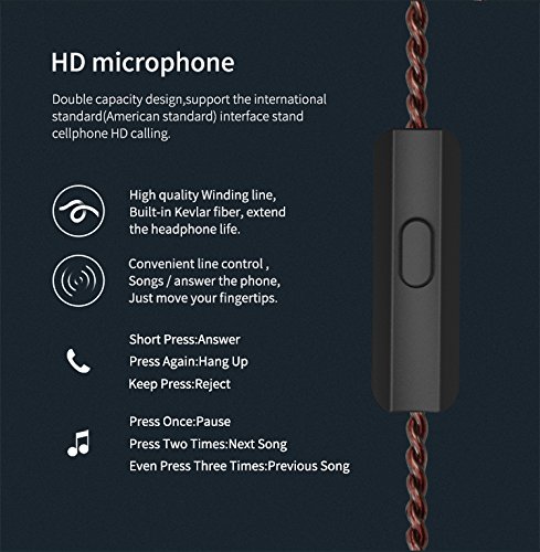 Kinboofi KZ ZS10 Earbuds Headphone, in Ear Monitor Hybrid 4 Balanced Armature and 1 Dynamic Driver Earphone with Detachable 2 Pins Cable for MP3 Player, Android Smart Devices (with Mic, Black)…