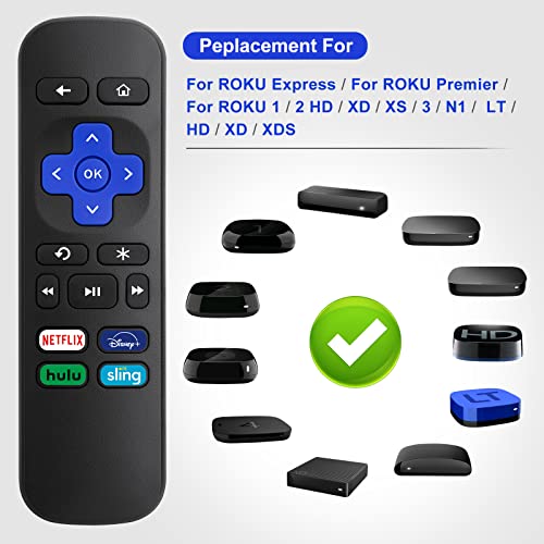 for Roku Express Remote,for Roku Premiere Remote,for Roku 1,2,3,4 (HD,LT,XS,XD),(NOT for Roku Stick, Roku TV)