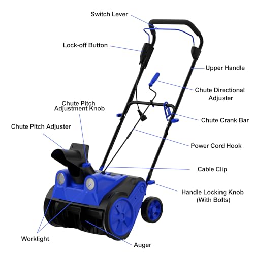 Fengrong Electric Snow Blower - 50FT Corded Power, 18 x 10 Inch Clearing Path, 25 Feet Throwing Distance - Ideal for Driveways and Walking Paths