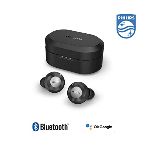 Philips T8505 True Wireless Earbuds, Hybrid Active Noise Canceling (ANC), Bluetooth 5.0 Voice Assistant, IPX4 Splash Resistant, App Control, USB-Charging, Wireless Charging case Included (TAT8505BK)